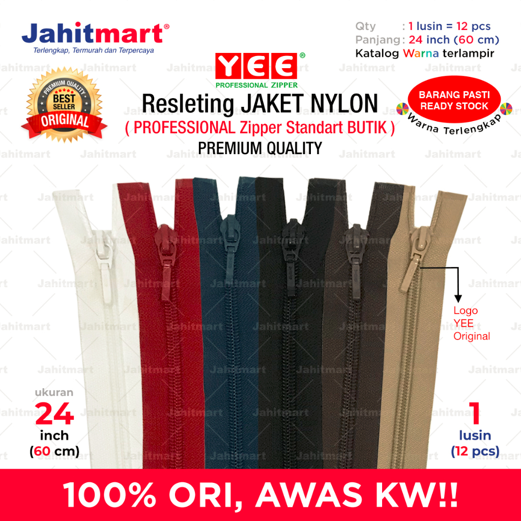 Jual RESLETING JAKET GIGI HALUS CAT-51 "YEE" / JAKET NYLON 24 INCI (60CM) "LUSIN" | Shopee Indonesia