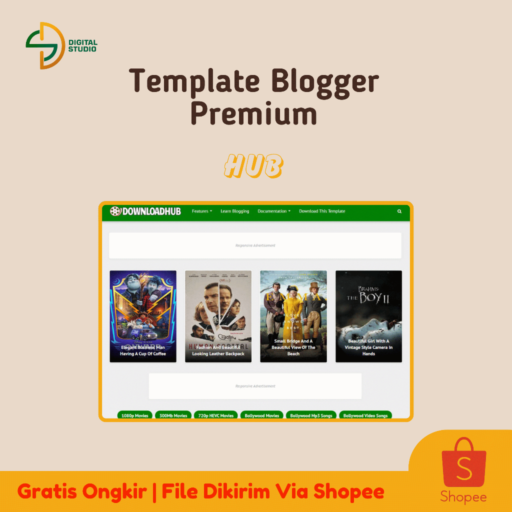 Jual Template Blogger Premium Hub | Shopee Indonesia