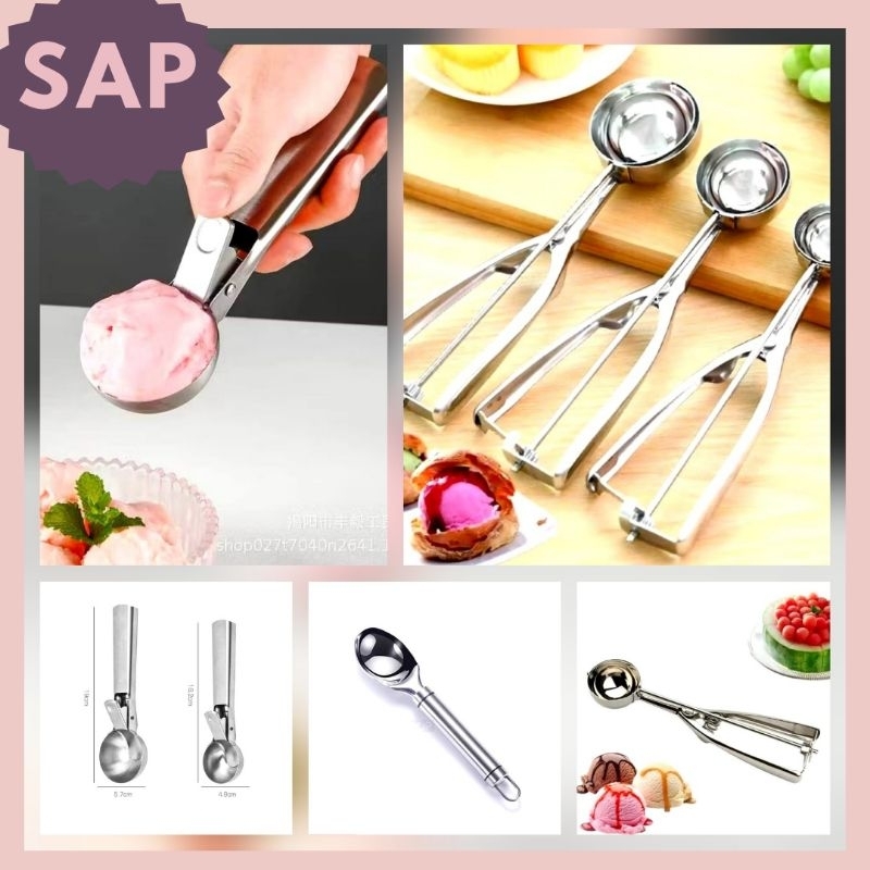 Jual Sendok Scoop Ice Cream Stainless Steel Alat Skop Es Krim Bulat ...