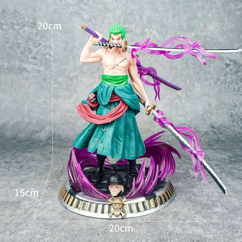 Jual TERMURAH Figure Roronoa Zoro 2 KEPALA Sword 20cm Demon Fighting ...