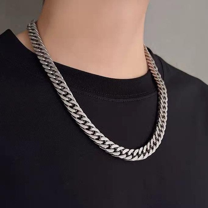 Jual Kalung Pria Rantai Titanium Anti Karat Warna Silver Model Rantai ...