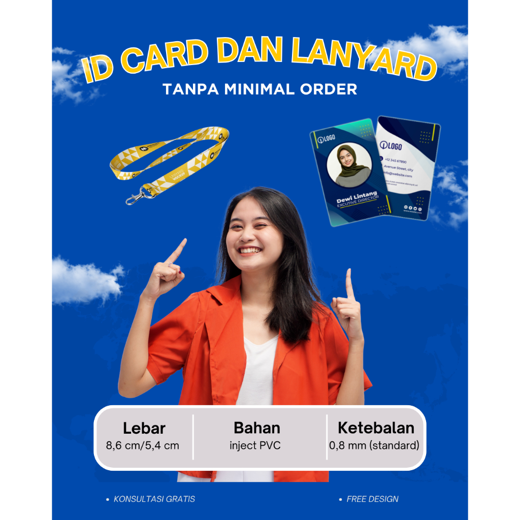 Jual cetak id card lanyard custom satuan | Shopee Indonesia