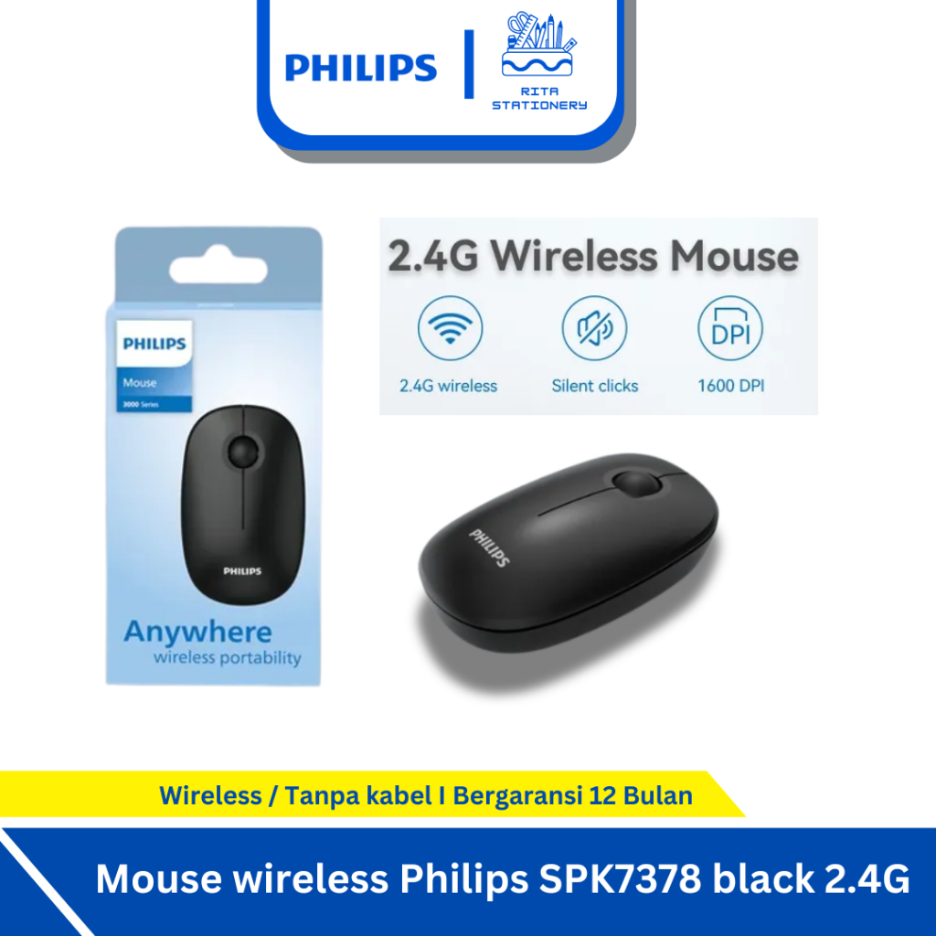 Jual Philips SPK7378 Mouse Wireless Warna Hitam BLACK/PINK Silent Click ...