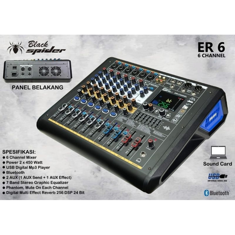 Jual power mixer 6 channel blackspider er 6 original black spider er6 | Shopee Indonesia