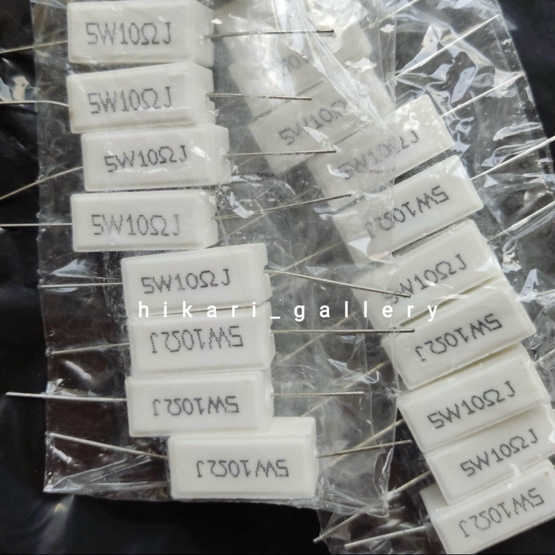 Jual [10 PCS] RESISTOR KAPUR 5 Watt 10 Ohm / RESISTOR KAPUR 10 Ohm 5w isi 10pcs / Resistor 5watt ...