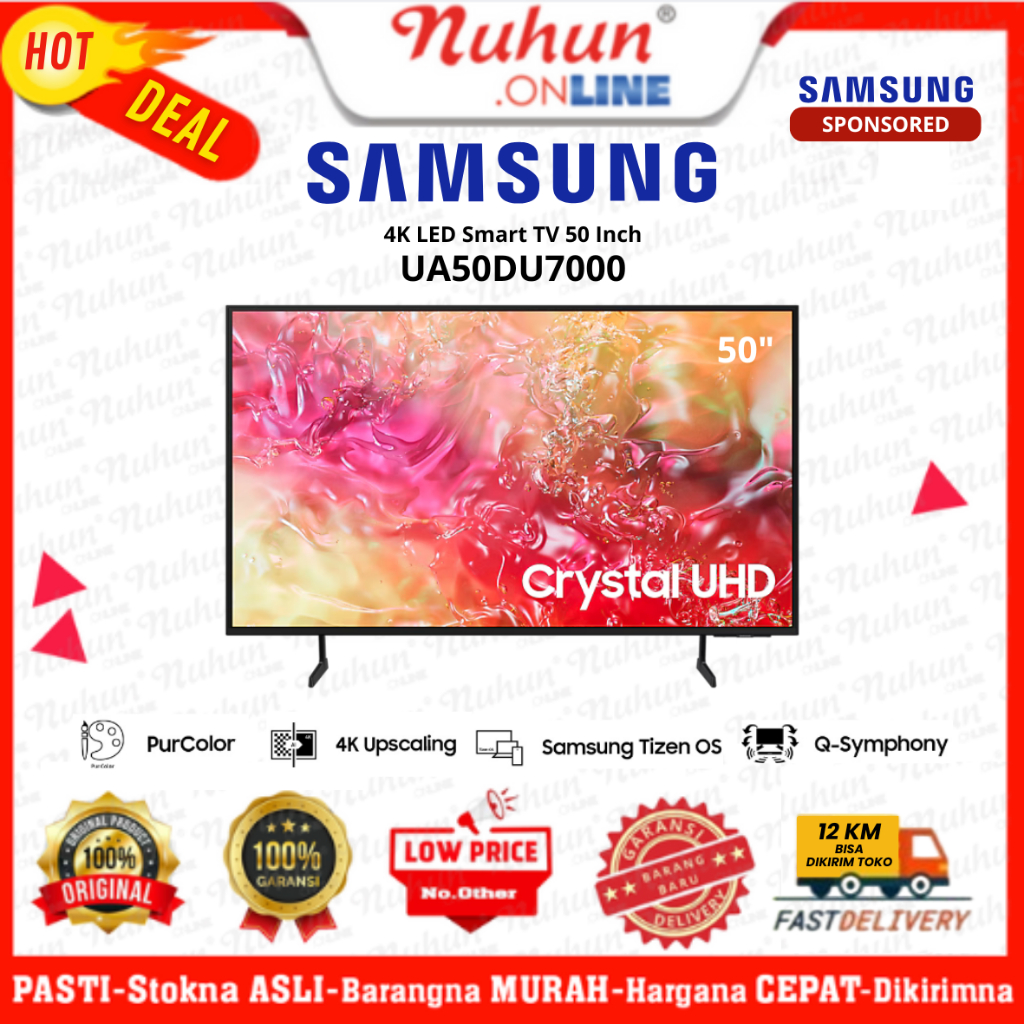 Jual Samsung Smart TV 4K Crystal UHD UA50DU7000 (2024) | Shopee Indonesia