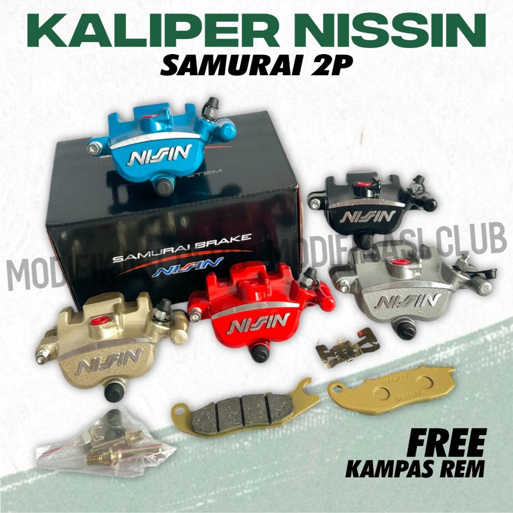 Jual FREE KAMPAS REM Kaliper Nissin Samurai Brake 2 Piston ( TANPA BREKET ) bisa untuk Vario 110 ...