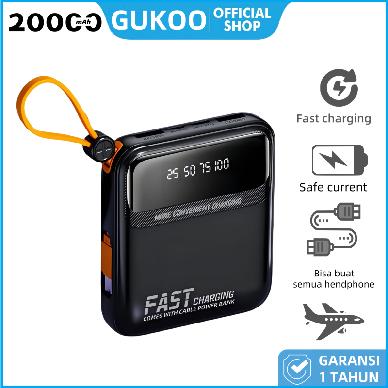 Jual GUKOO Power Bank 20000mAh Fast Charge - 4 Port USB LED Display ...