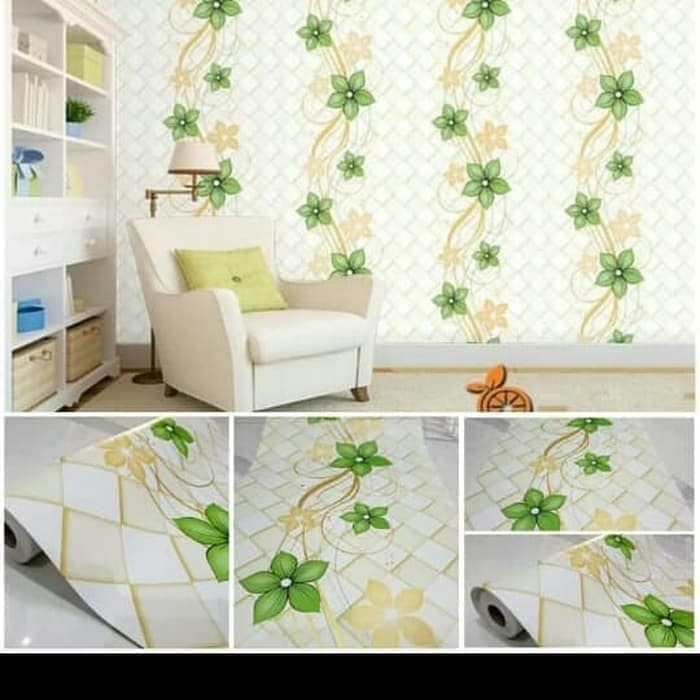 Jual Wallpaper Sticker Dinding Motif Ranting Daun Hijau Ukuran Panjang ...