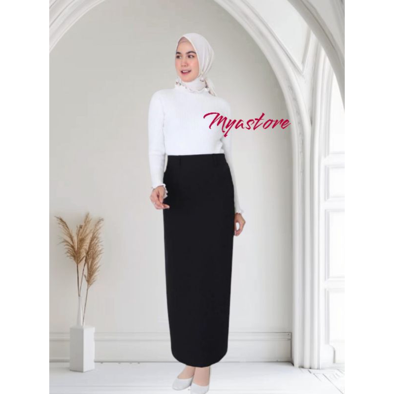Jual ROK SPAN HITAM / ROK KERJA KULIAH GURU / ROK LIPIT UKURAN LENGKAP ...