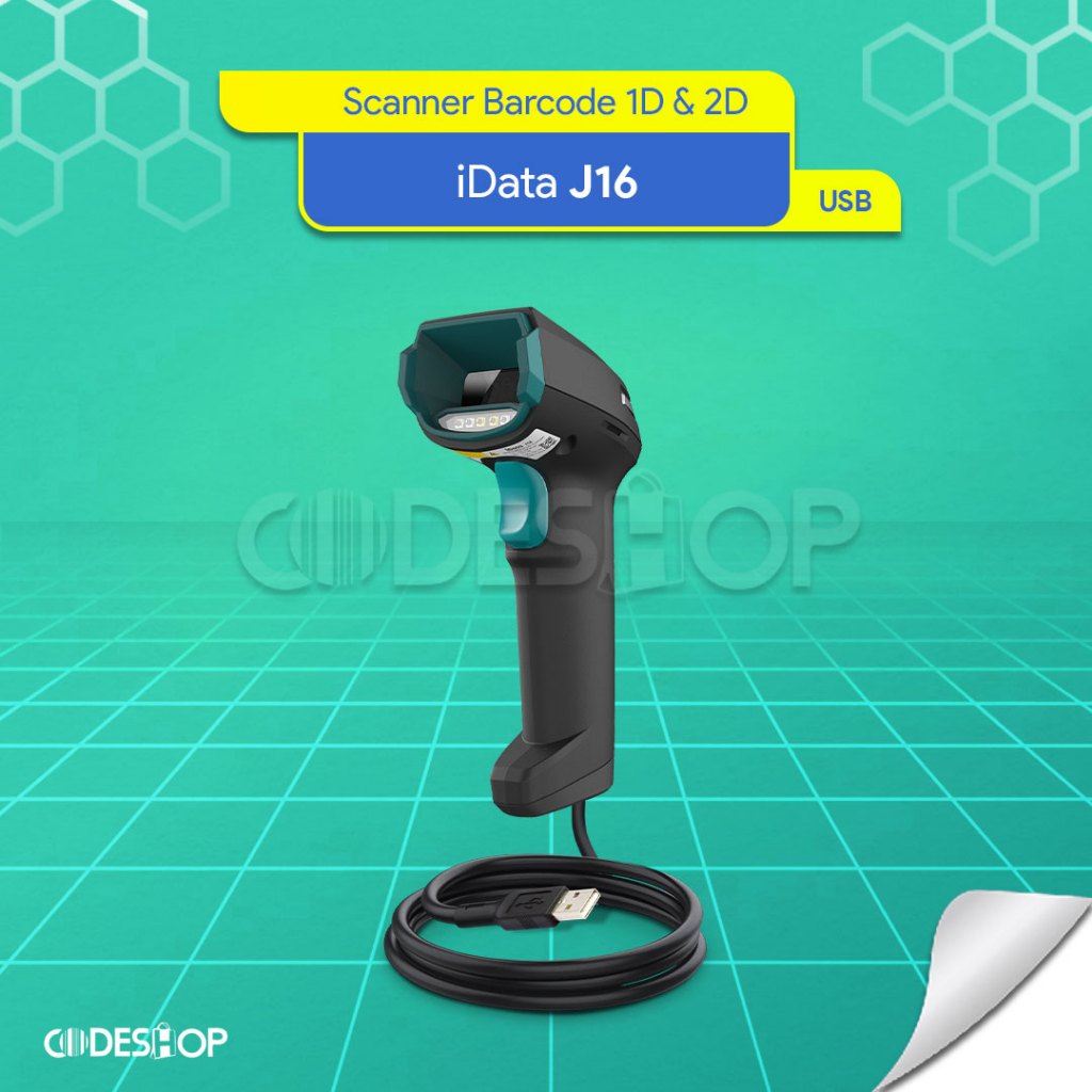 Jual Scanner Barcode iData J16 / J-16 / J 16 USB Imager 2D 1D Scanner Industrial | Shopee Indonesia
