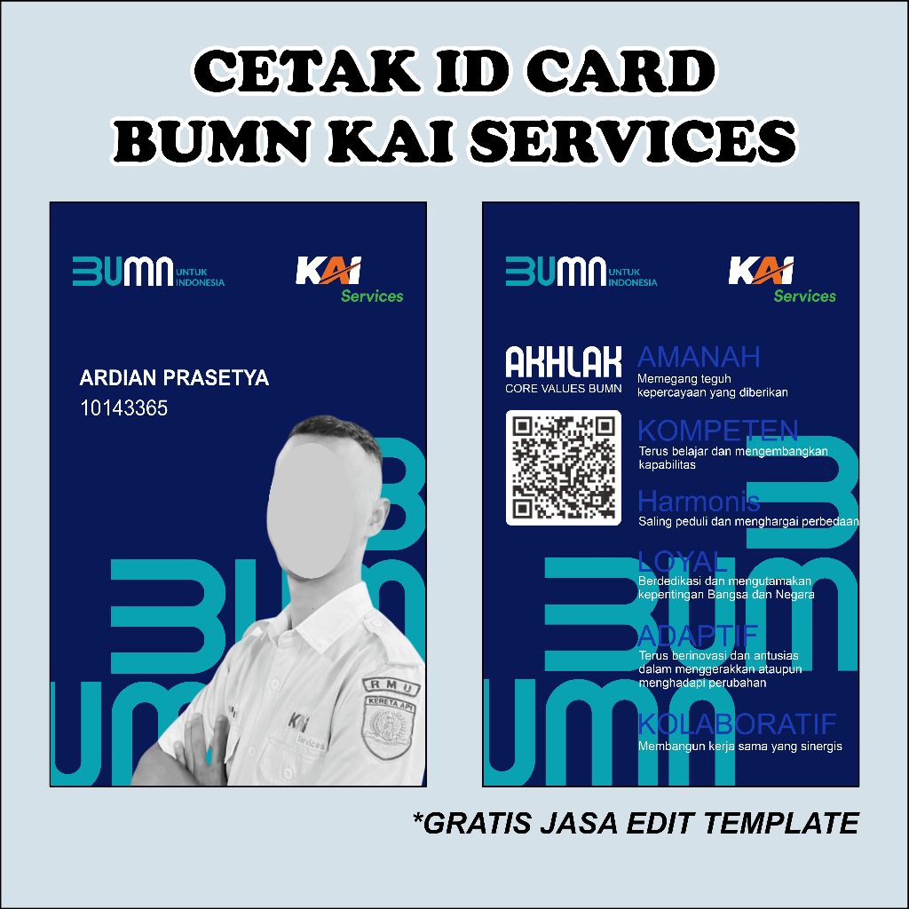 Jual READY CETAK ID CARD BUMN KAI SERVICES SATUAN | Shopee Indonesia