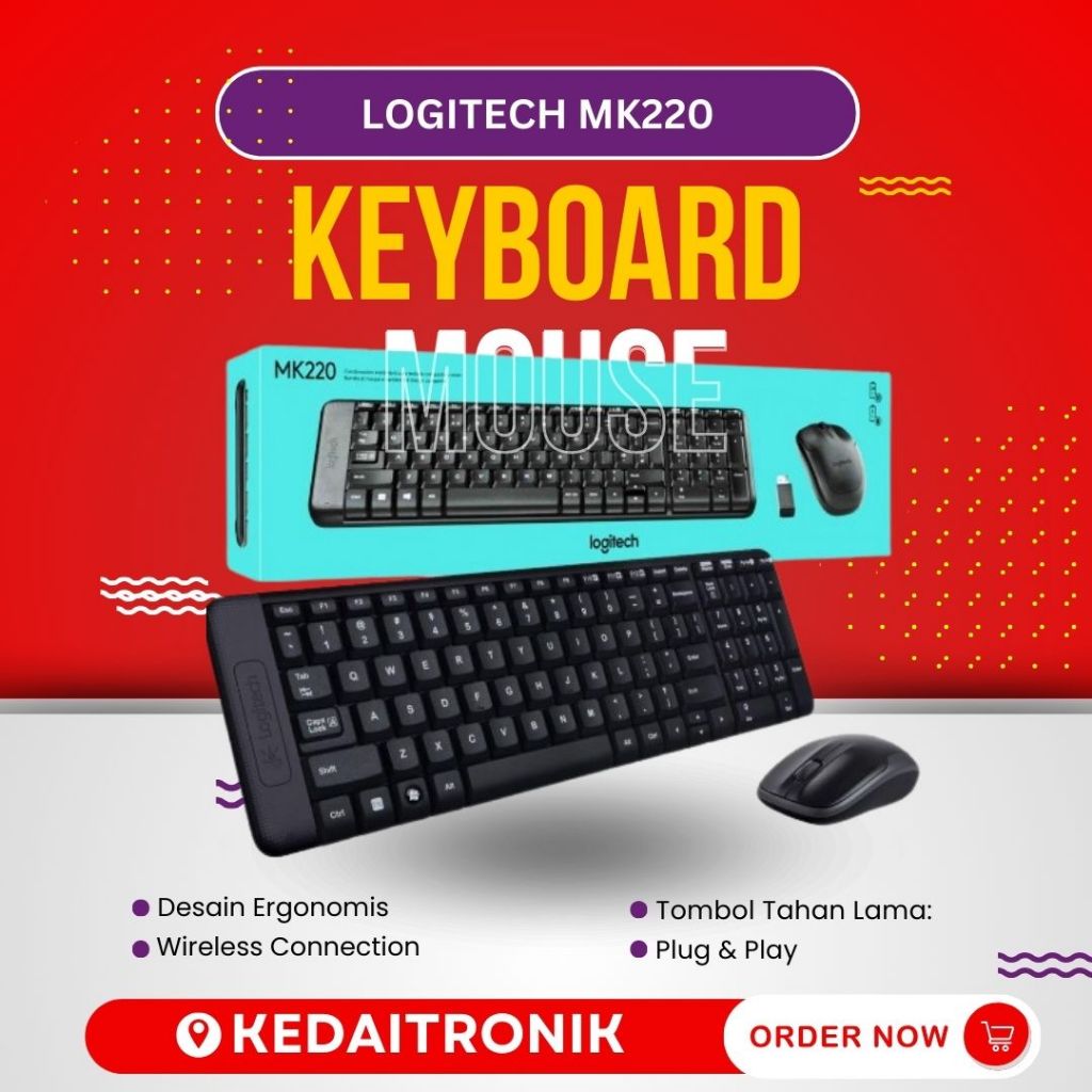 Jual Keyboard+Mouse Logitech MK220 Wireless Combo USB MK 220 Bundle ORI ...