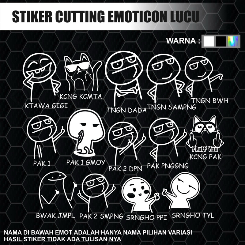 Jual STIKER CUTTING EMOTICON | STIKER CUTTING GEMOY | STIKER EMOT ...