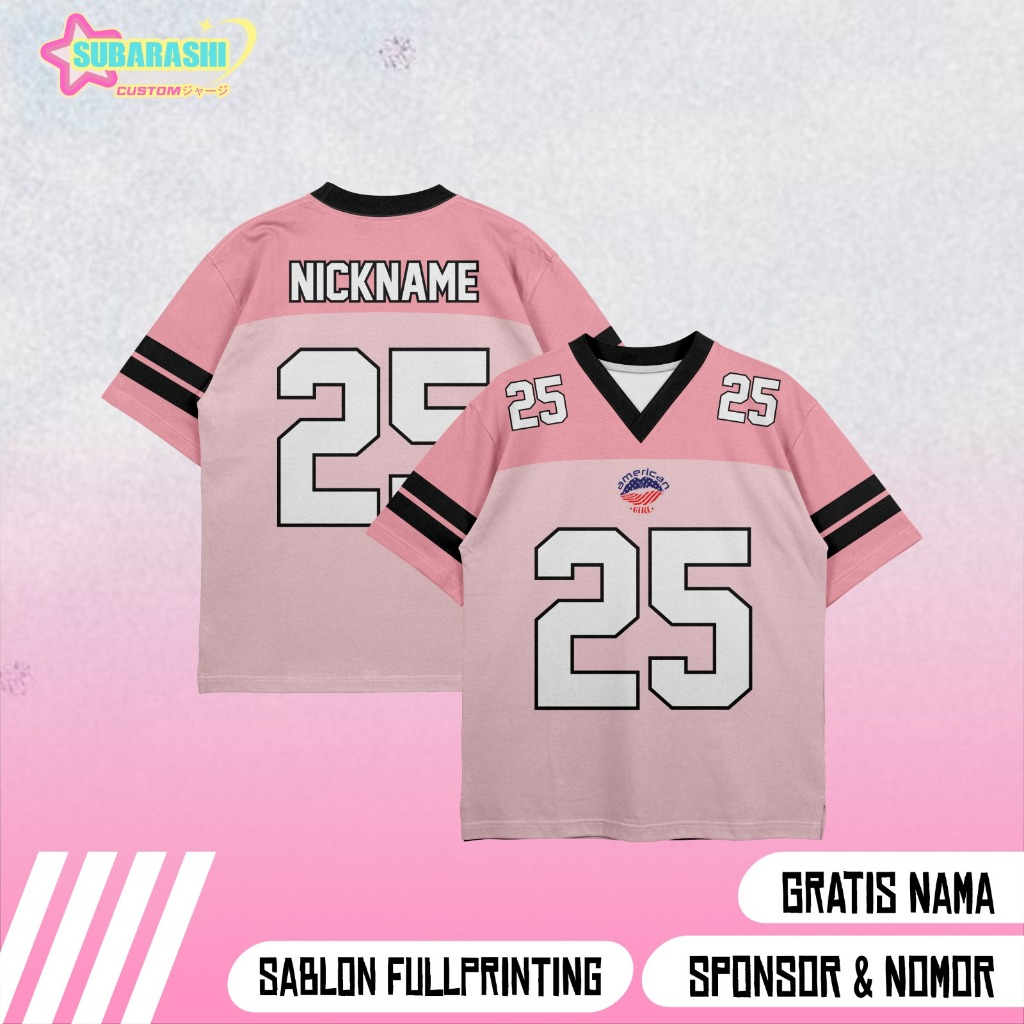 Jual Jersey/Baju Custom Nama Dan Nomor Oversize AMERICAN GIRLS PINK ...