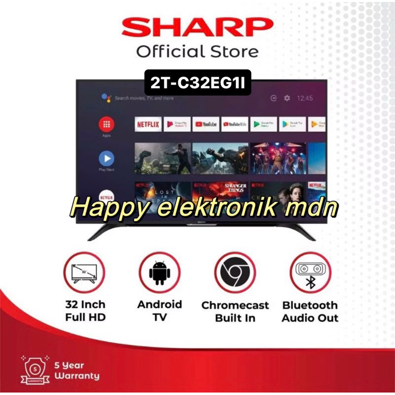Jual TV SHARP 32 INCH 2T-C32EG1i / 2T-C32DF1i SMART ANDROID TV 32EG11 / 32DF1i 32 Inci | Shopee ...