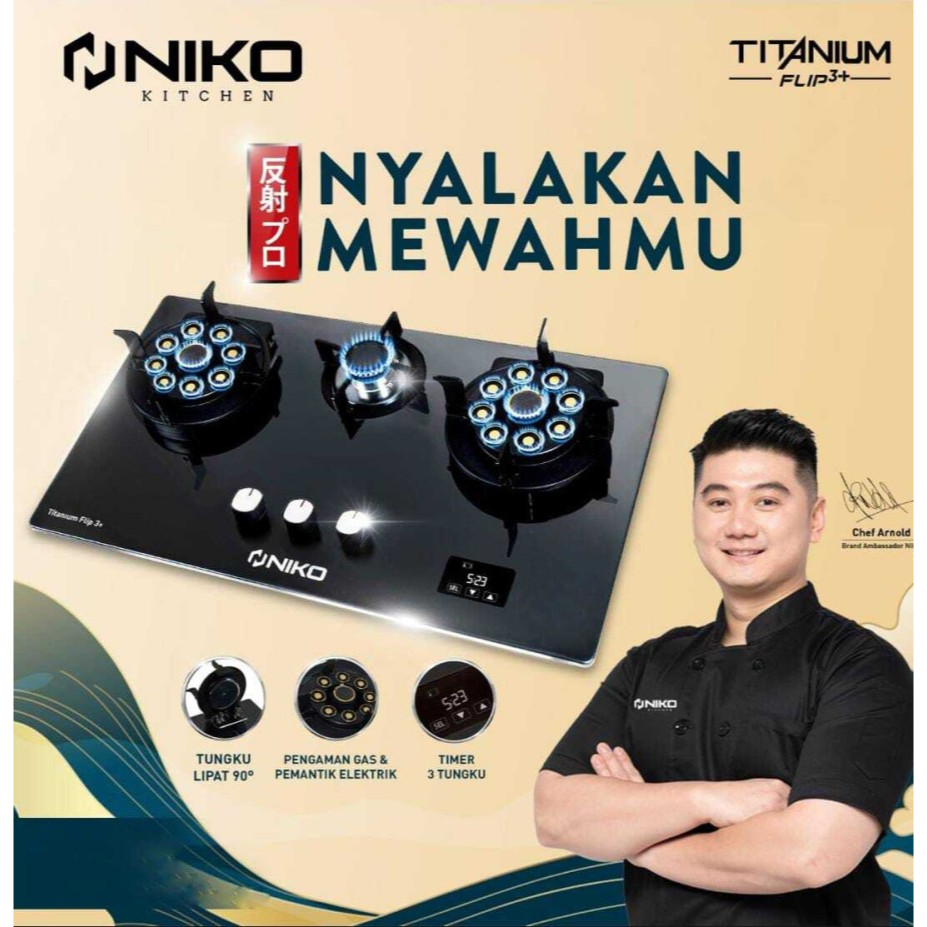 Jual Niko Kompor Gas 3 Tungku Titanium Flip 3 Plus (tiga plus) | Shopee ...