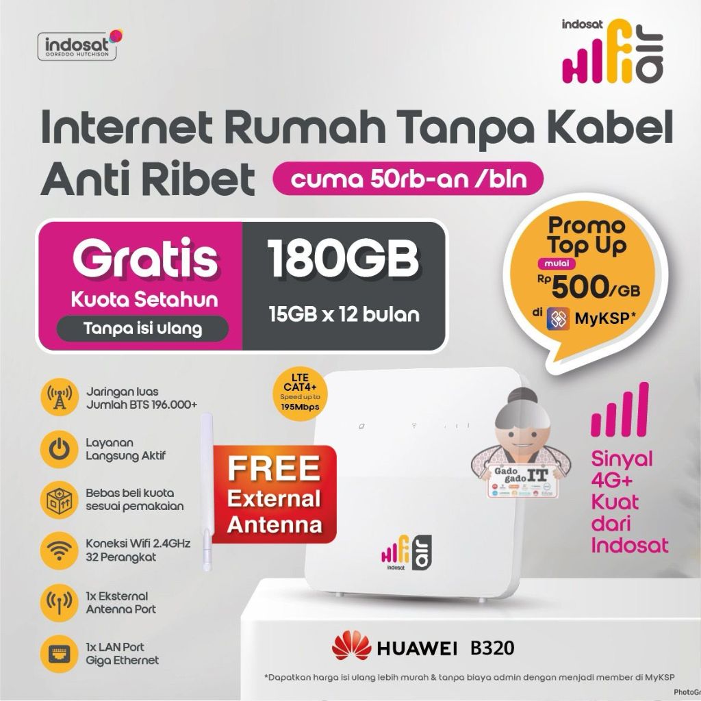 Jual Huawei B320 Hifi Air Indosat Modem WiFi Wireless Router 4G CPE LTE ...