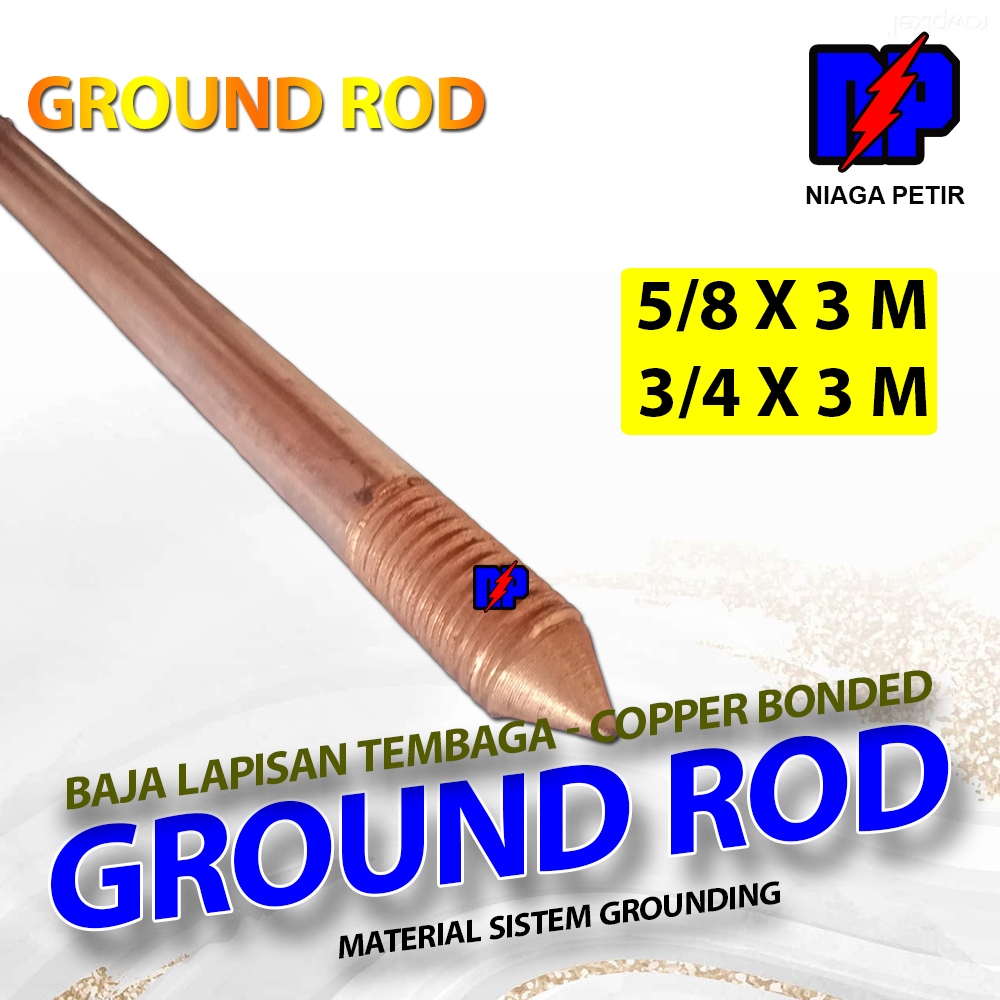 Jual GROUND ROD 5/8 X 3 M - 3/4 X 3 M METER BAJA LAPISAN TEMBAGA STIK ...