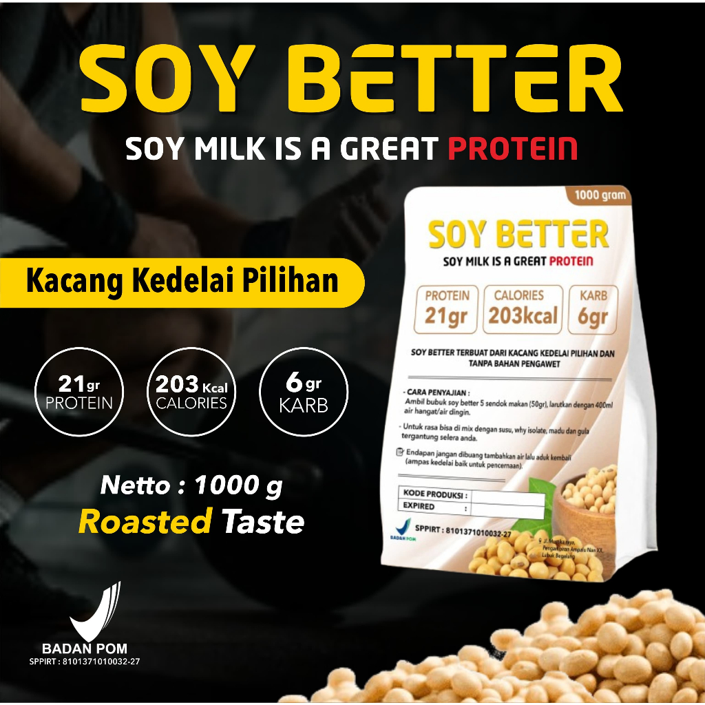 Jual Whey Soy Better Protein Bubuk Kedelai 1000 Gram Protein Terbaik ...