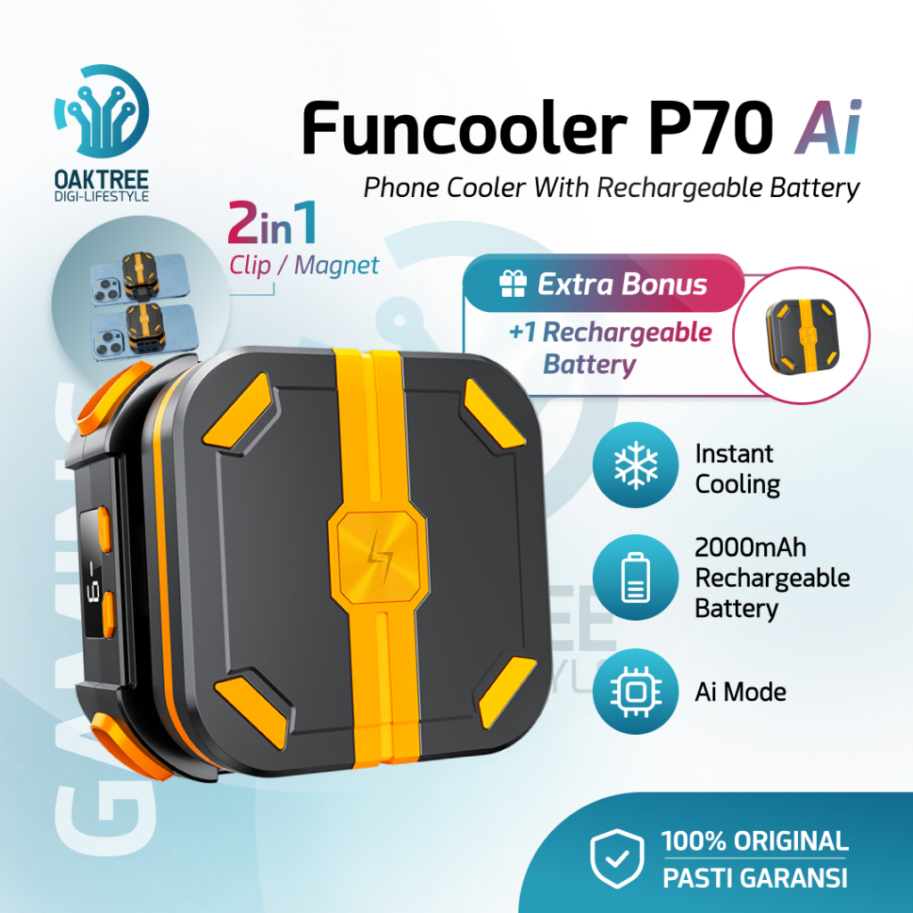Jual Oaktree Funcooler P70 Ai Fan Cooler Radiator Kipas Pendingin HP Rechargeable Battery ...