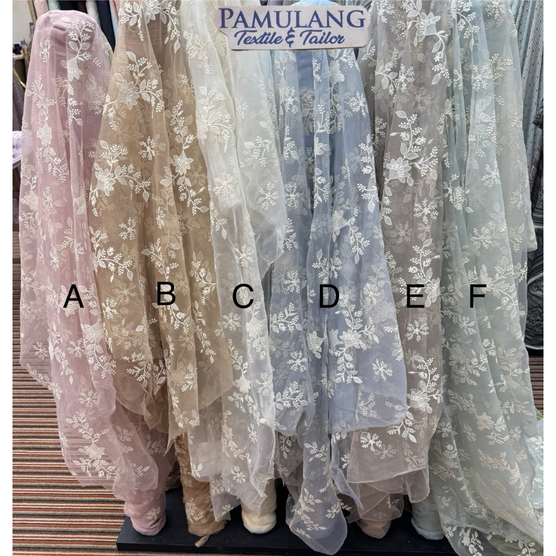 Jual Kain ORGANZA PREMIUM EMBROIDERY BUNGA Motif || Harga Per Setengah ...