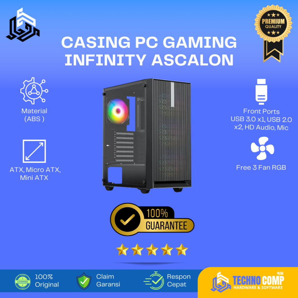 Jual Infinity Ascalon Casing PC Gaming Keren Free 3 Fan RGB | Shopee ...