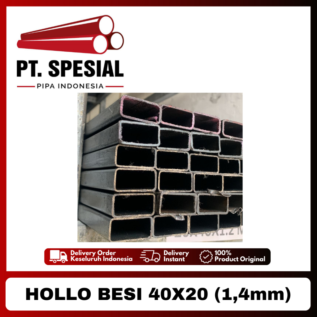 Jual Besi Hollo 4x2 / Hollow Hitam / Hollo Besi 40x20 Tebal 1.4mm 50 ...