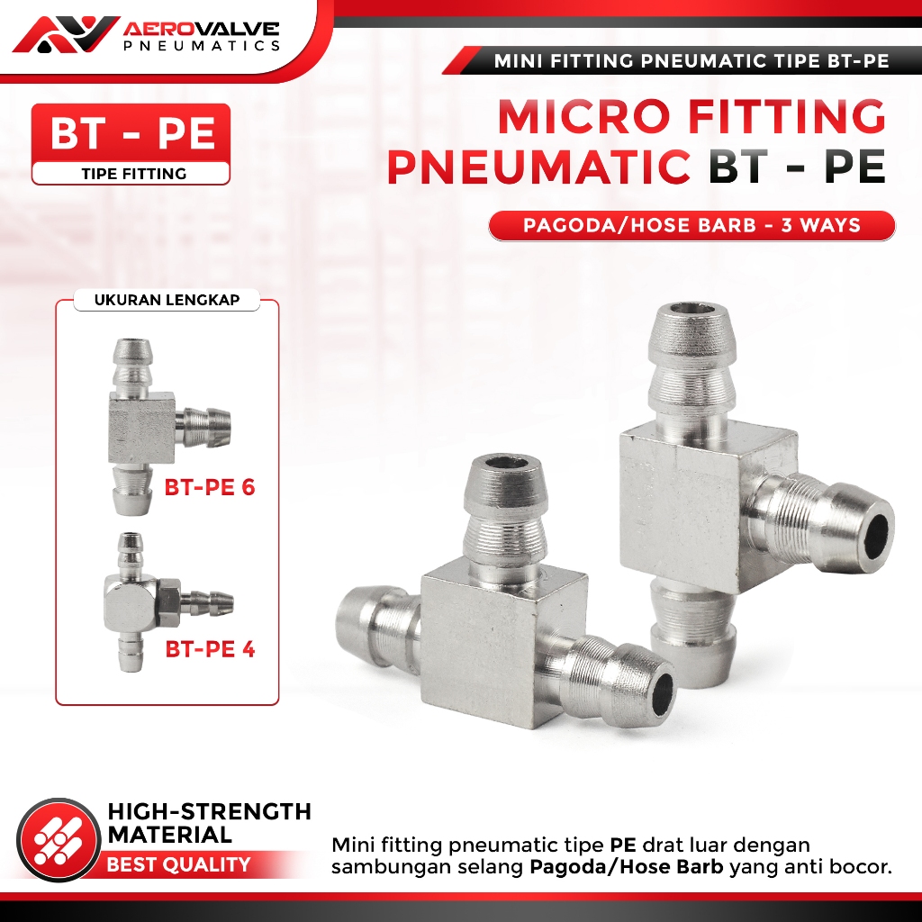 Jual Mini Konektor Nepel Fitting Pneumatic Micro Tee BT - PE | Shopee ...