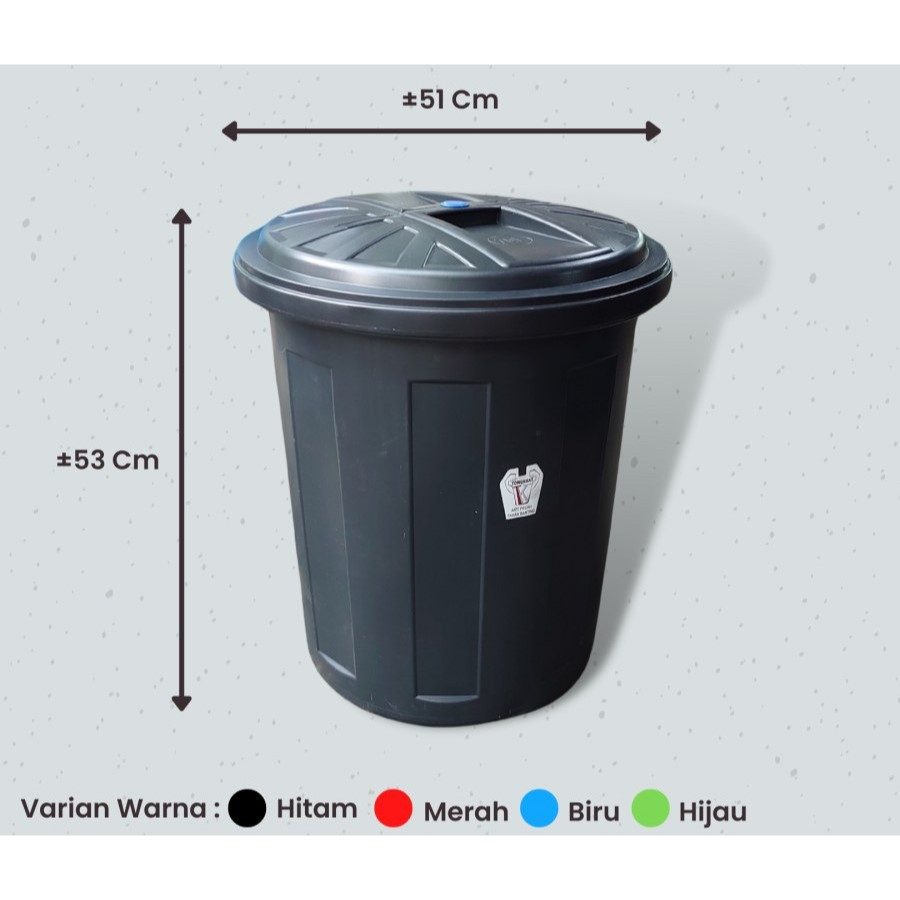 Jual Tong Air / Tempat sampah / Ember Besar Bulat Plastik + Tutup 80 ...