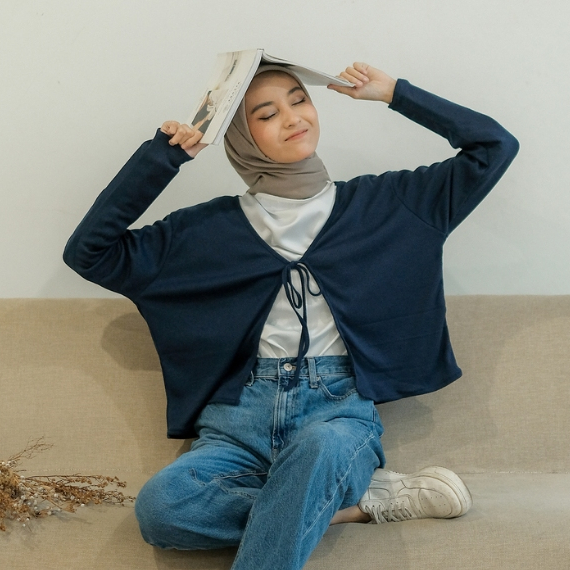 Jual PRIZA - Callie Ribbed Cotton Basic Cardigan (Cardigan bahan ribbed ...