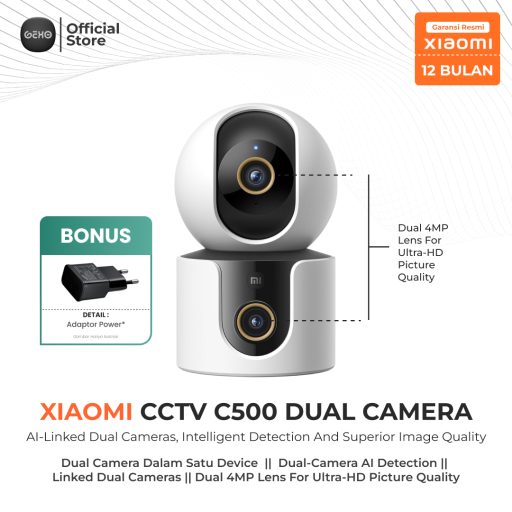 Jual Xiaomi Smart Camera C500 Dual 4MP & 2MP | CCTV 360 | Night vision inframerah | Deteksi ...