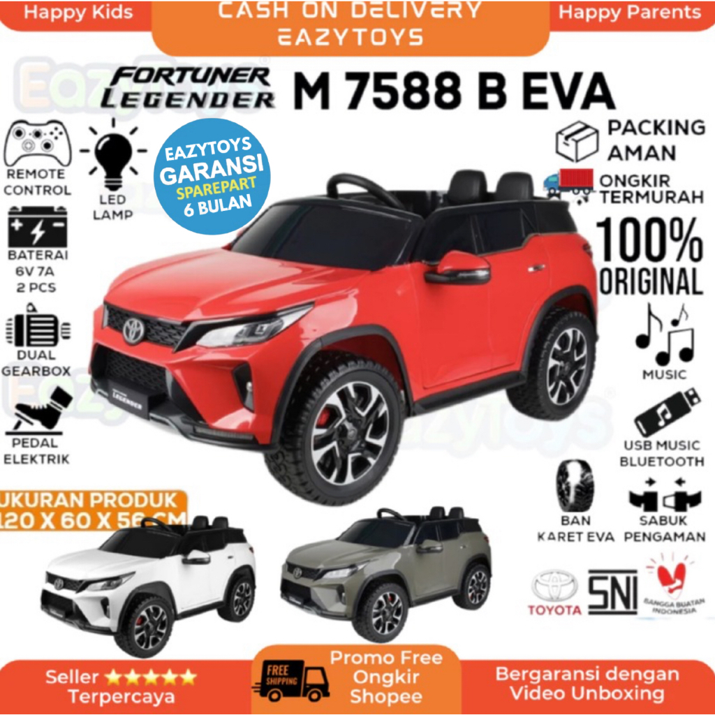 Jual Mainan Mobil Aki Anak PMB Toyota Fortuner Mitsubishi Pajero Honda ...