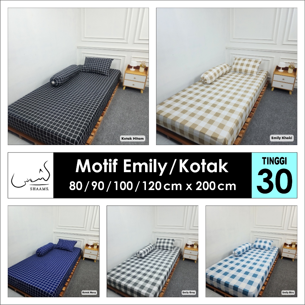 Jual Sprei Motif Kotak Emily Ukuran Lebar 80, 90, 100, 120 cm x Tinggi ...