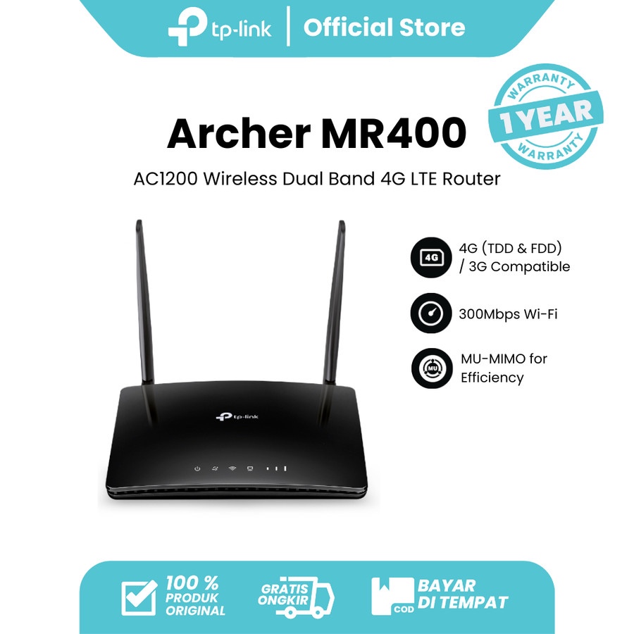 Jual TP-Link Archer MR400 4G modem router AC1200 Wireless Dual Band ...