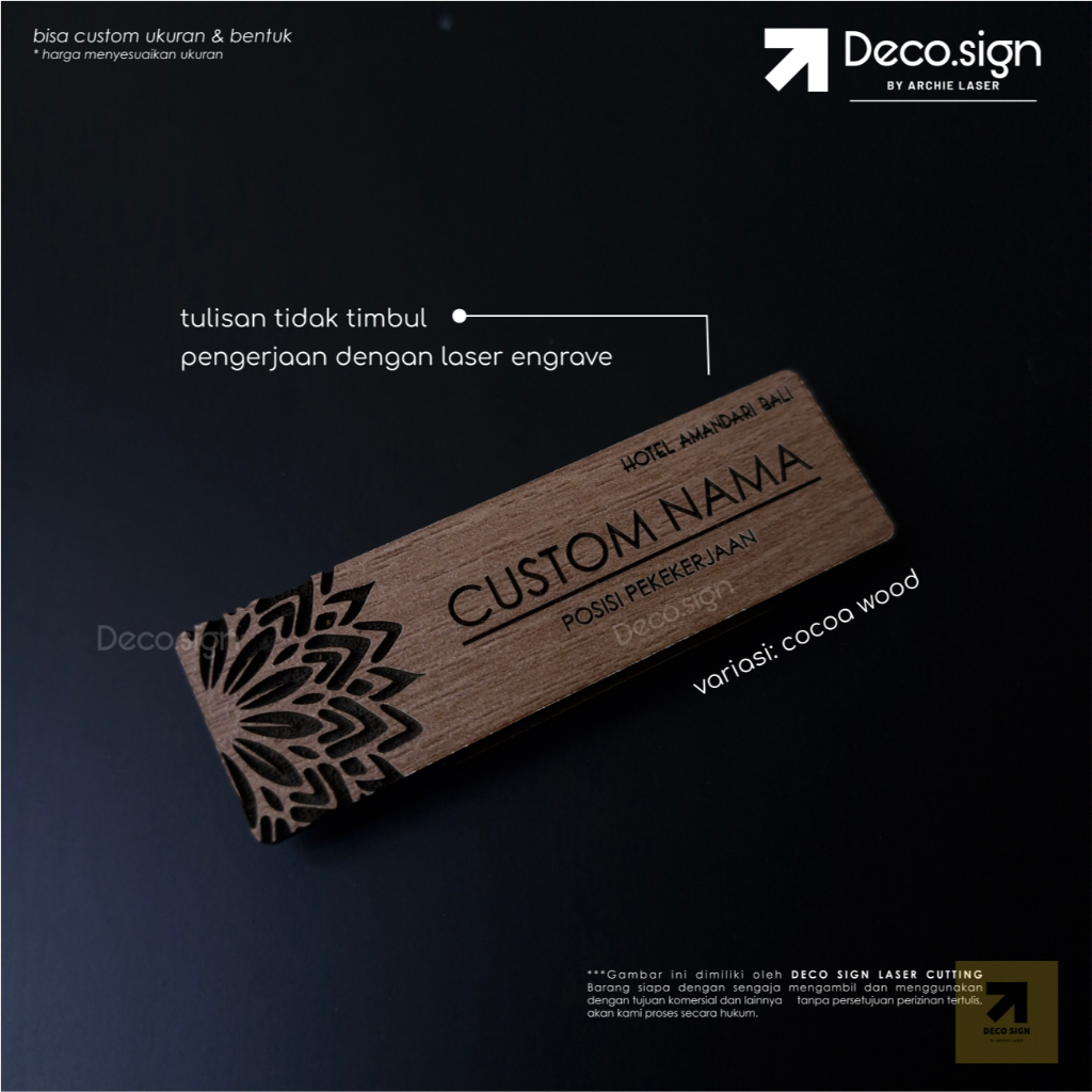 Jual Name Tag Kayu | Name Tag Magnet | Tag Nama Magnet Custom | Pin ...