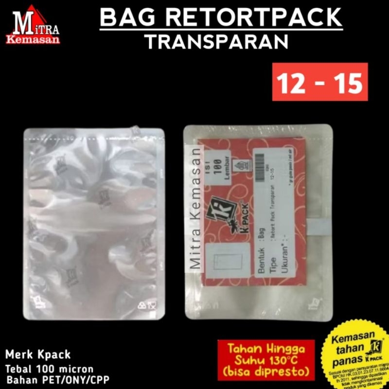 Jual KPACK BAG RETORTPACK TRANSPARANT TRANSPARAN 1215 KEMASAN SACHET ...