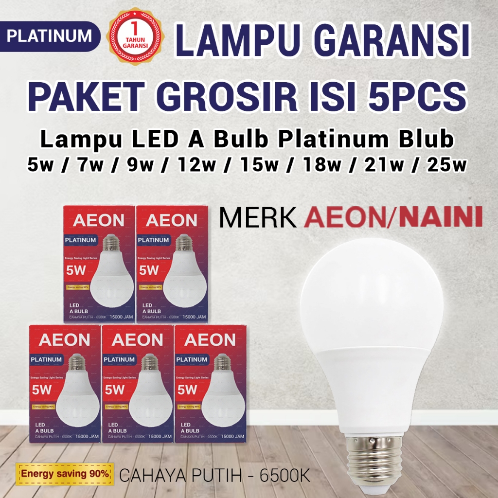 Jual Paket Usaha Grosir 5pcs Lampu LED Bohlam Platinum Blub 5w 7w 9w 12w 18w 21w 25w Putih umur ...