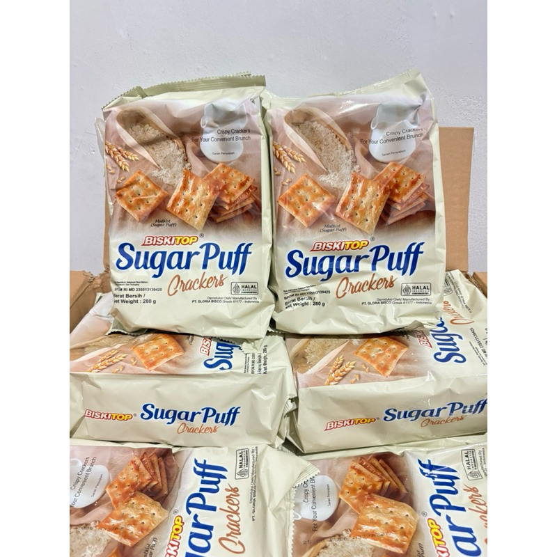 Jual Biskitop Sugar Puff Crackers Jajan Songgongan 1 Karton isi 12 Pack ...