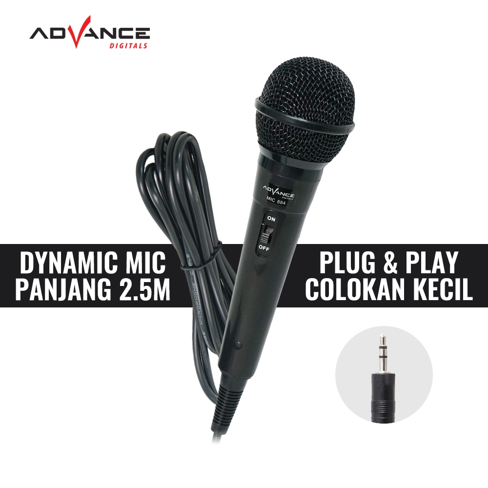 Jual Advance MIC-884 Mic Kabel Jack Kecil 3.5mm Microphone Original ...