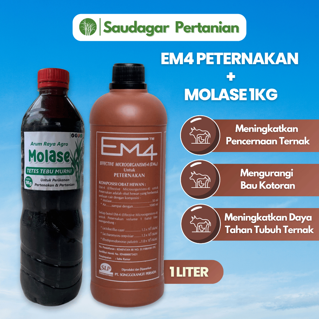 Jual Paket EM4 Peternakan 1 Liter dan Molase 1Kg | Shopee Indonesia