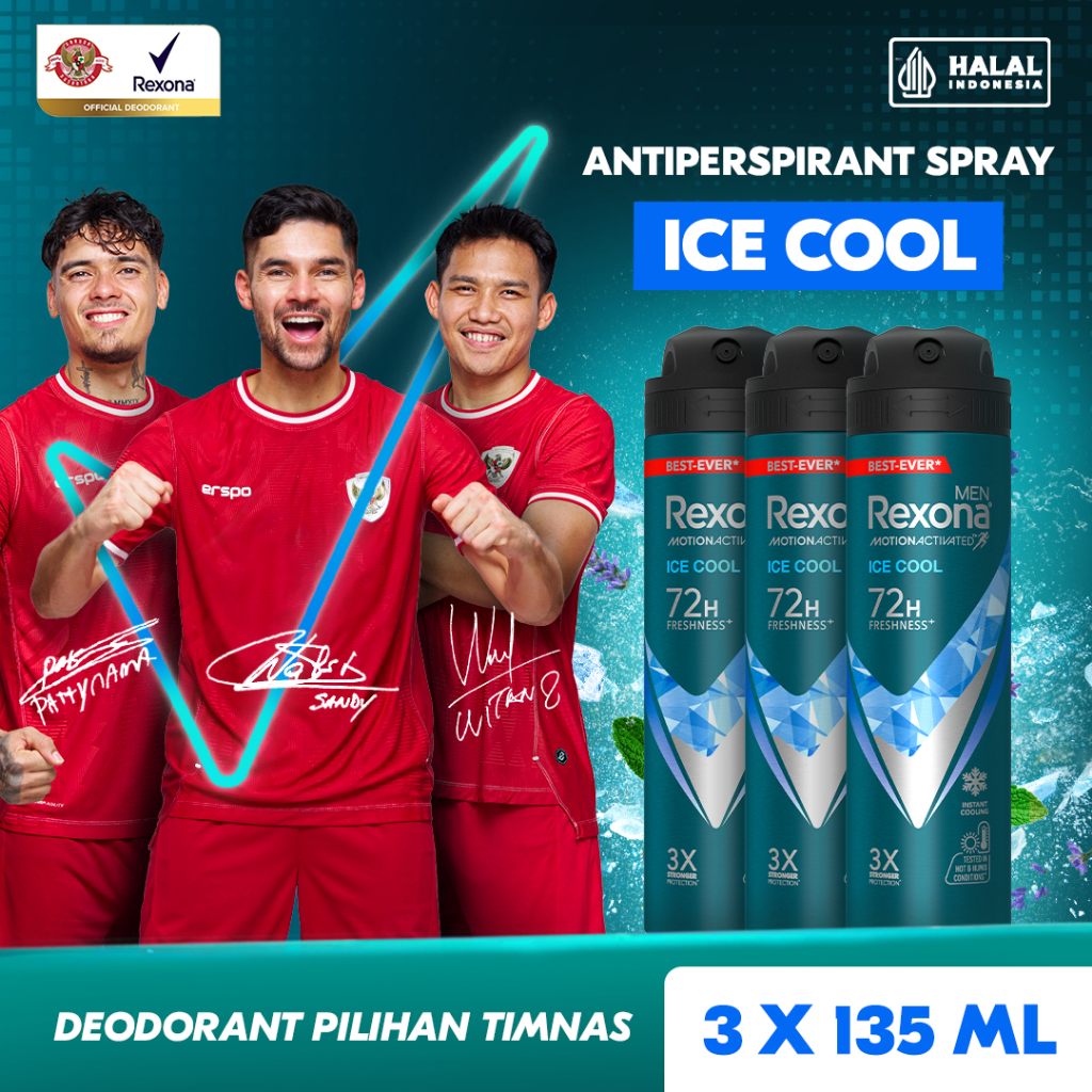 Jual Rexona Men Antiperspirant DEODORANT SPRAY Ice Cool 135ml - Triplepack (3 x 135ml) | Shopee ...