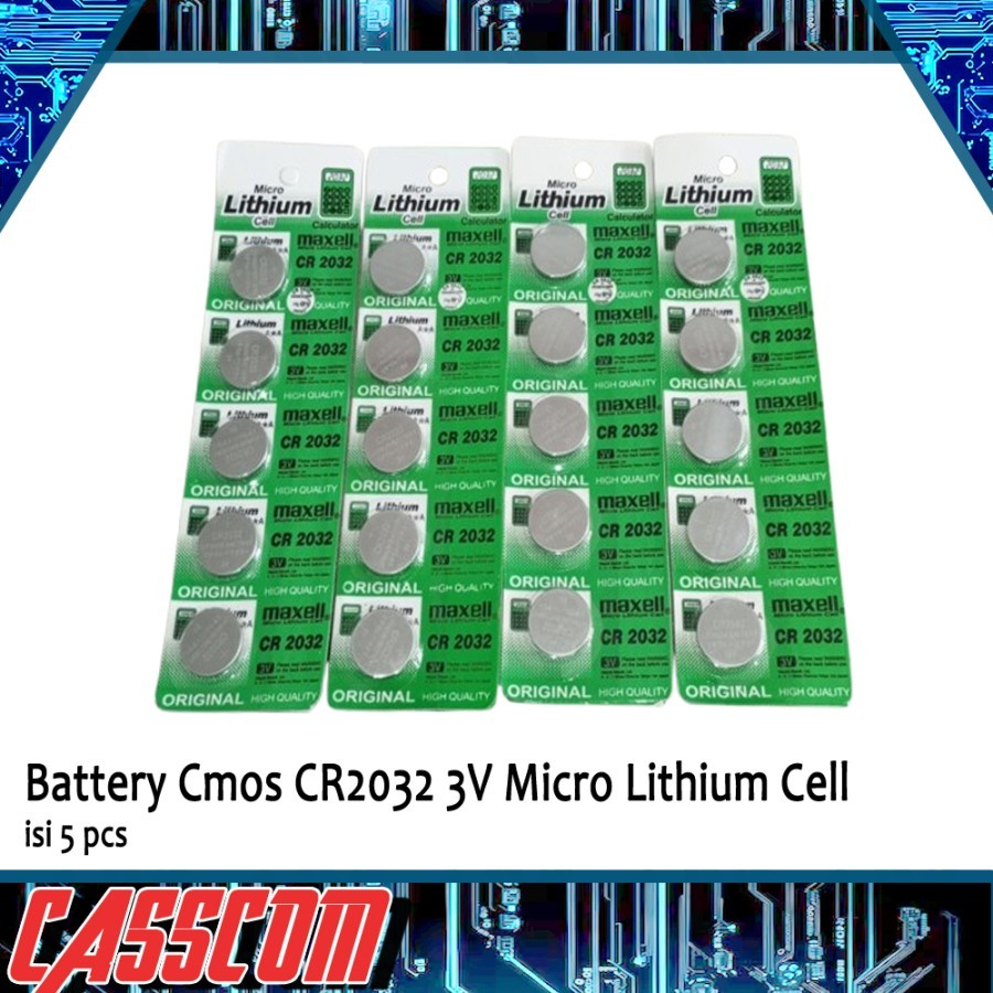 Jual Battery Cmos CR2032 3V Micro Lithium Cell isi 5 pcs | Shopee Indonesia