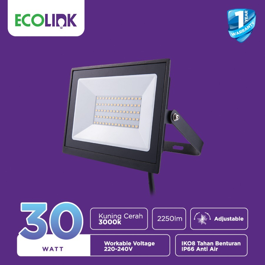 Jual LAMPU SOROT TEMBAK ECOLINK LED FLOOD LIGHT 30W 3000K- 6500k | Shopee Indonesia