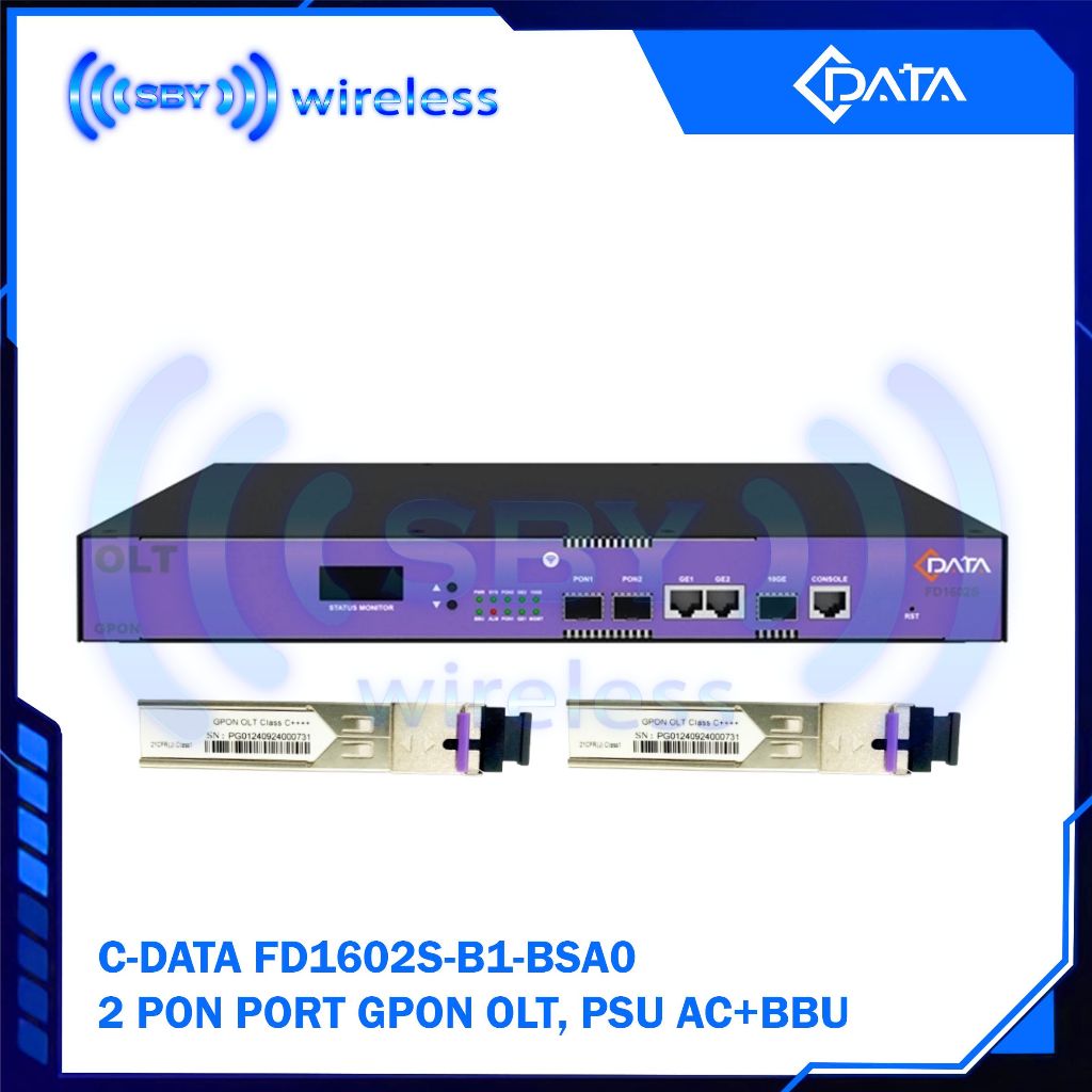 Jual Paket C-data FD1602S-B1 OLT GPON With SFP C+++ 9DB Cdata (OLT 2 PON port 2GE 1SFP+ PSU AC ...