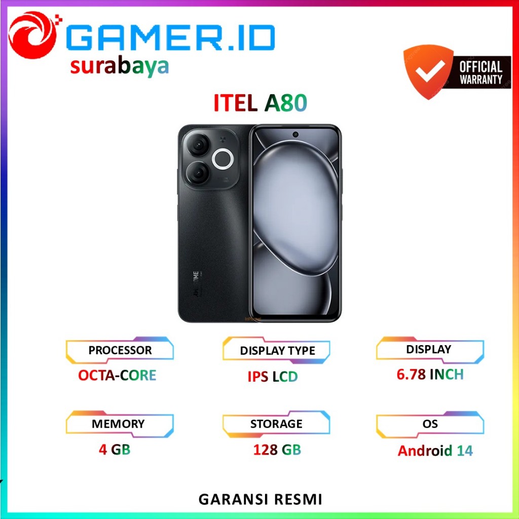 Jual ITEL A80 4GB 128GB (BLACK) | Shopee Indonesia