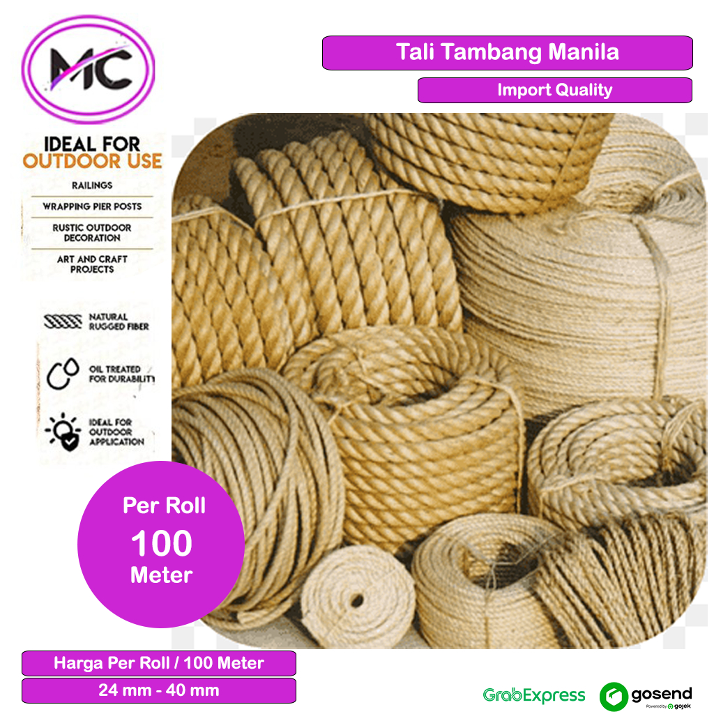 Jual Tali Tambang Manila Rope 24mm - 40mm Per Roll Tali Rami Sisal Rope ...