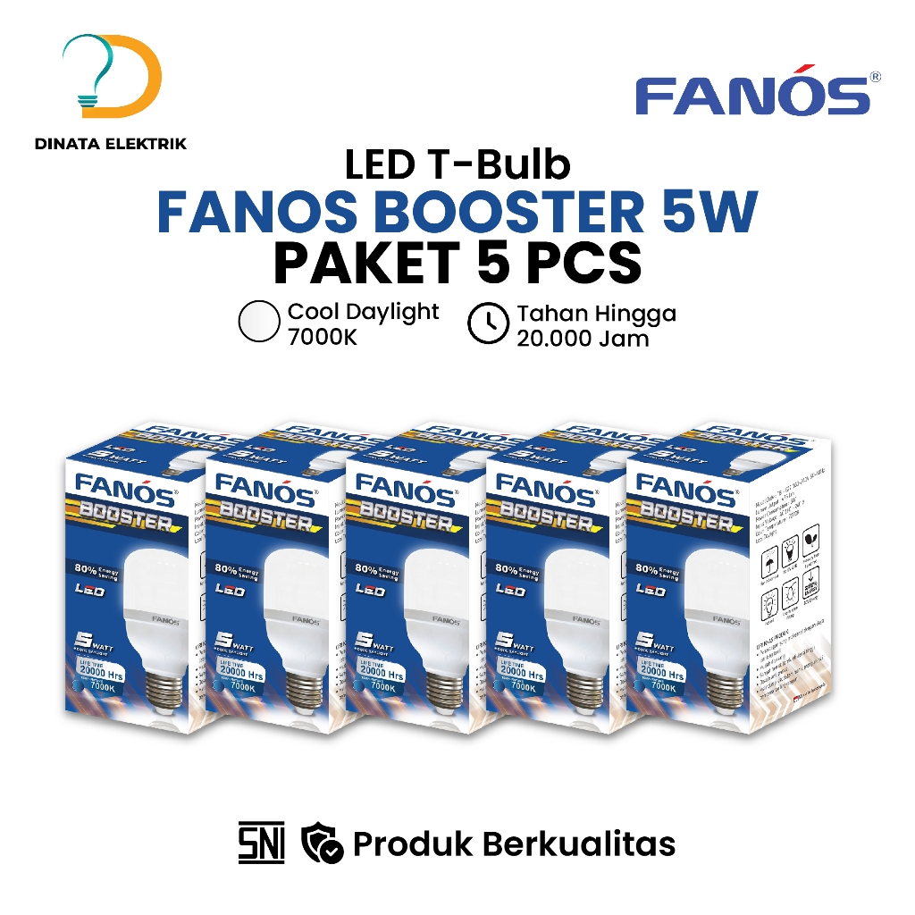 Jual PAKET MURAH LAMPU BOHLAM LED FANOS BOOSTER 5WATT CAHAYA PUTIH PAKET 5 PCS COOL DAY LIGHT ...