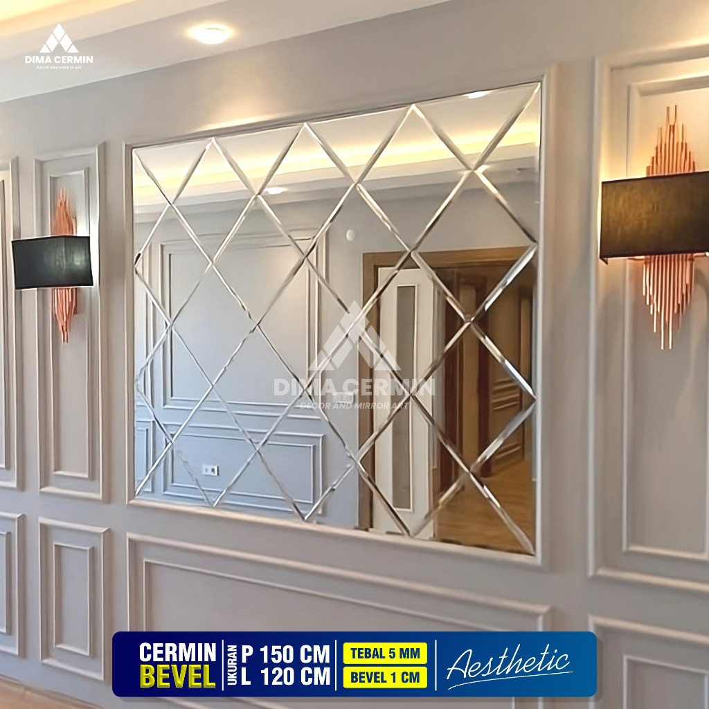 Jual Cermin BEVEL Ukuran 120 cm x 150 cm | Kaca Asli 100% tebal 5mm ...
