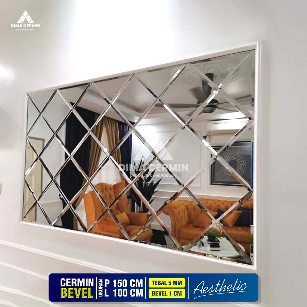 Jual Kaca Cermin BEVEL Aesthetic Mewah Ukuran 1,5m x 1m / 150 cm x 100 ...